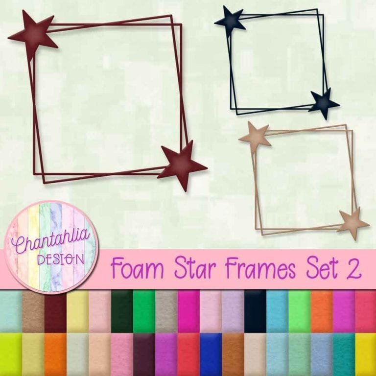 Free Star Frames in a Foam Style for Digital Scrapbooking