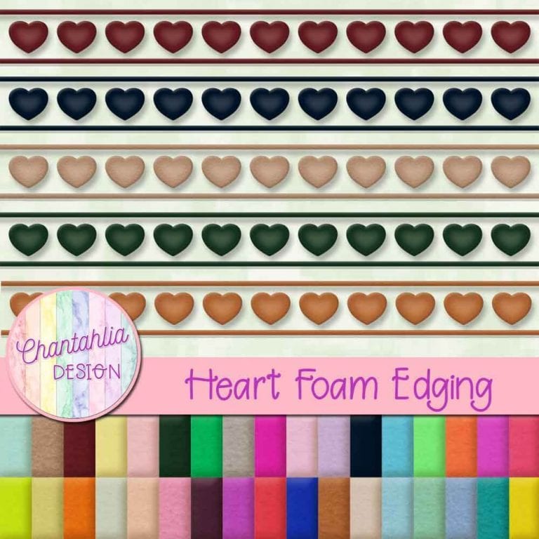 Free Heart Edging in a Foam Style for Digital Scrapbooking