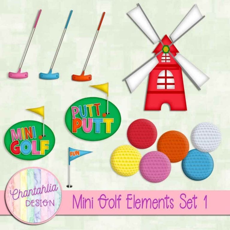 Free Mini Golf Design Elements for Digital Scrapbooking and other Crafts