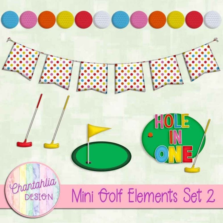 Free Mini Golf Design Elements for Digital Scrapbooking and other Crafts