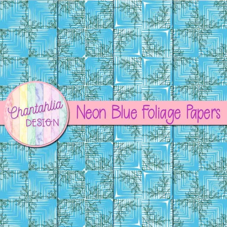 Free Digital Papers featuring Neon Blue Foliage Designs