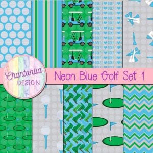 Free Neon Blue Golf Digital Papers for Digital Scrapbooking