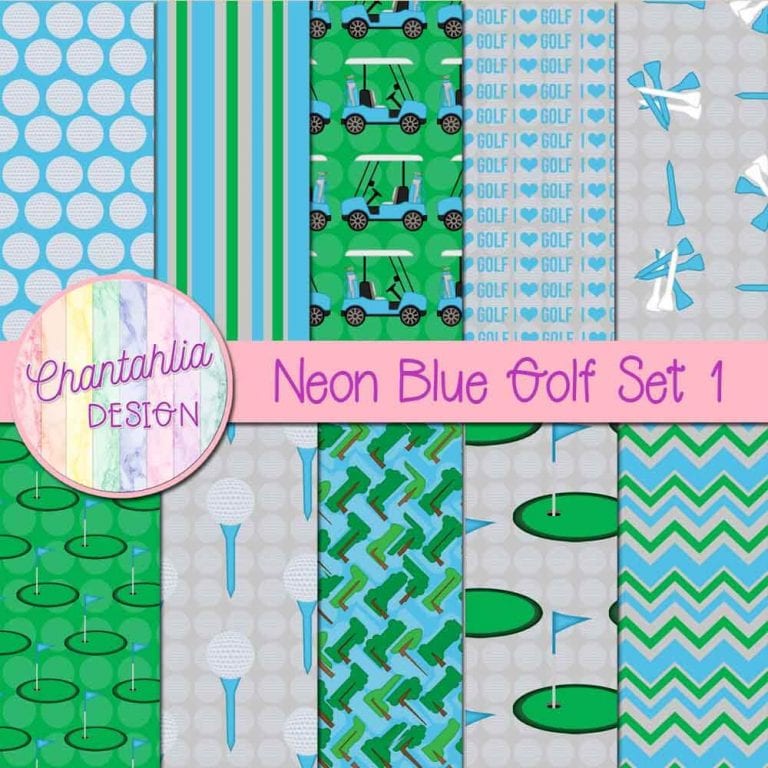 Free Neon Blue Golf Digital Papers for Digital Scrapbooking