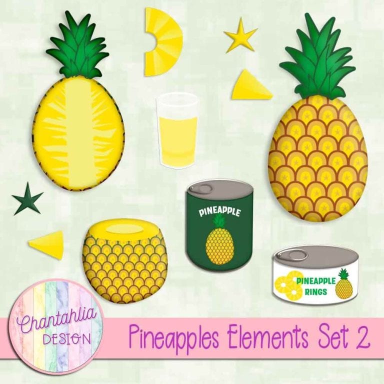 Free Pineapples Design Elements for Digital Scrapbooking