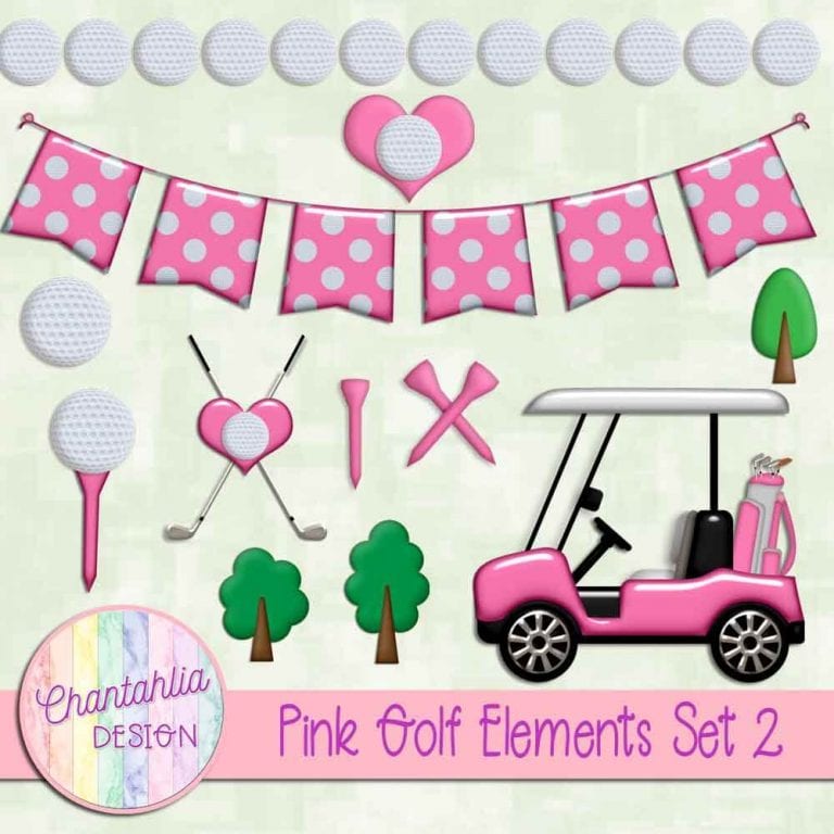 Free Pink Golf Design Elements for Digital Scrapbooking