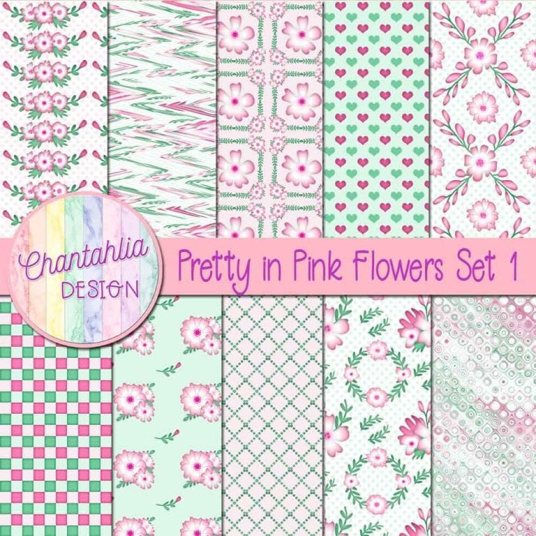 Free Pretty in Pink Flowers Digital Papers for Digital Scrapbooking