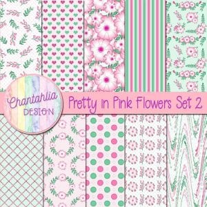 Free Pretty in Pink Flowers Digital Papers for Digital Scrapbooking