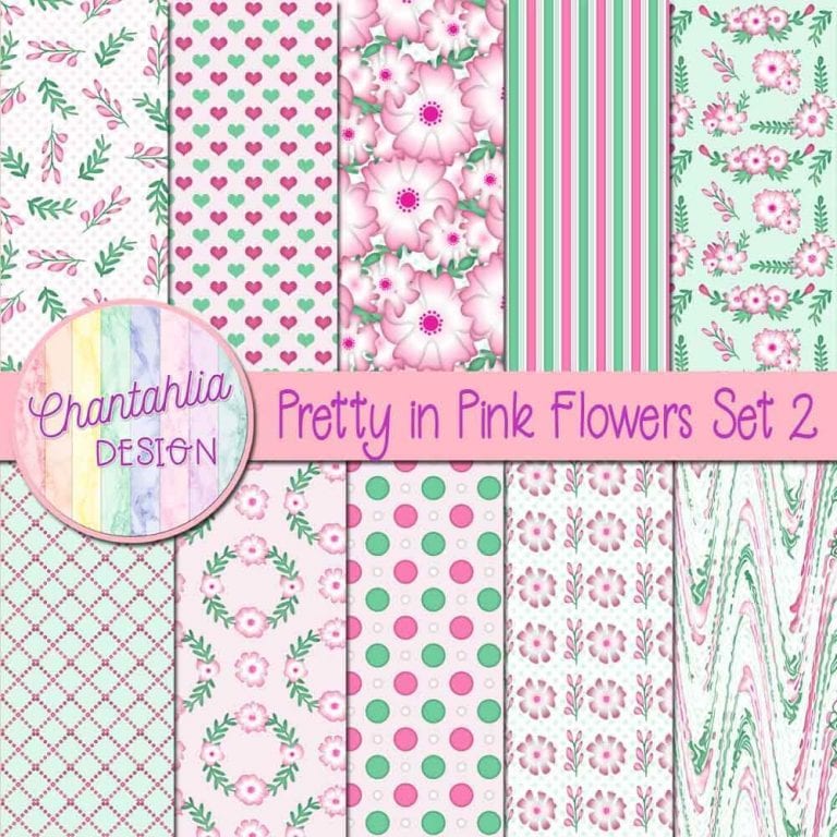Free Pretty in Pink Flowers Digital Papers for Digital Scrapbooking