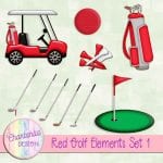 Free Red Golf Design Elements for Digital Scrapbooking