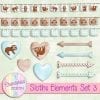 Free Sloths Design Elements for Digital Scrapbooking and other Crafts