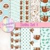 Free Sloths Digital Papers for Digital Scrapbooking