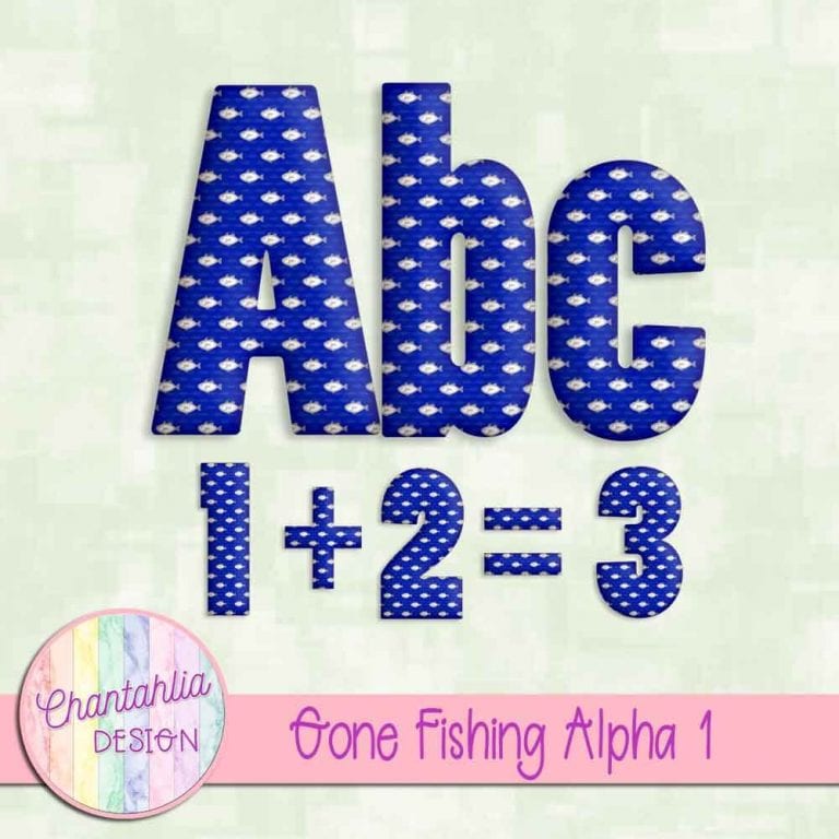 Free Gone Fishing Alpha for Digital Scrapbooking and Other Crafts