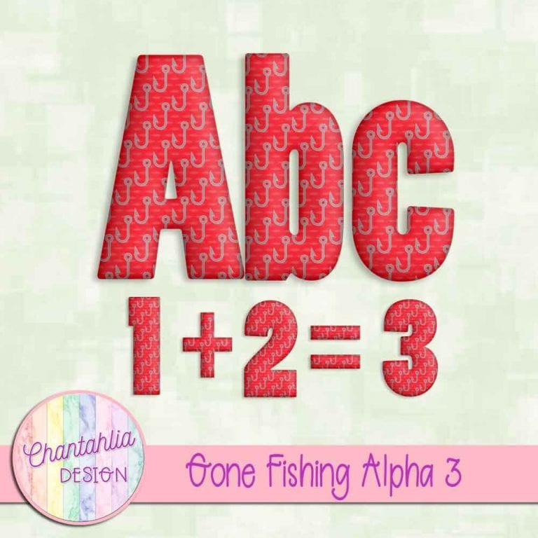 Free Gone Fishing Alpha for Digital Scrapbooking and Other Crafts