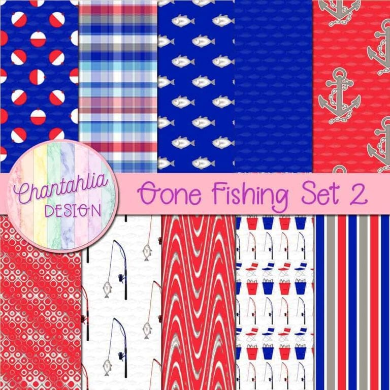 Free Gone Fishing Digital Papers for Digital Scrapbooking