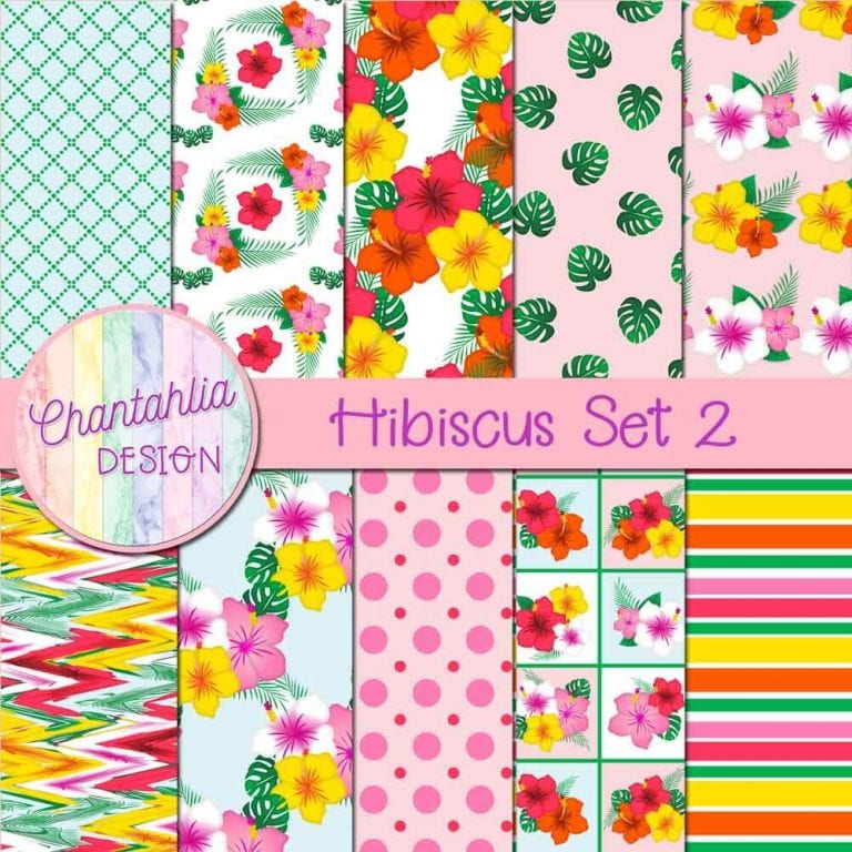 Free Hibiscus Digital Papers for Digital Scrapbooking
