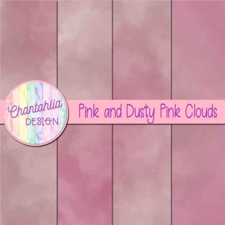 Free Pink and Dusty Free Pink Digital Papers with Clouds Designs
