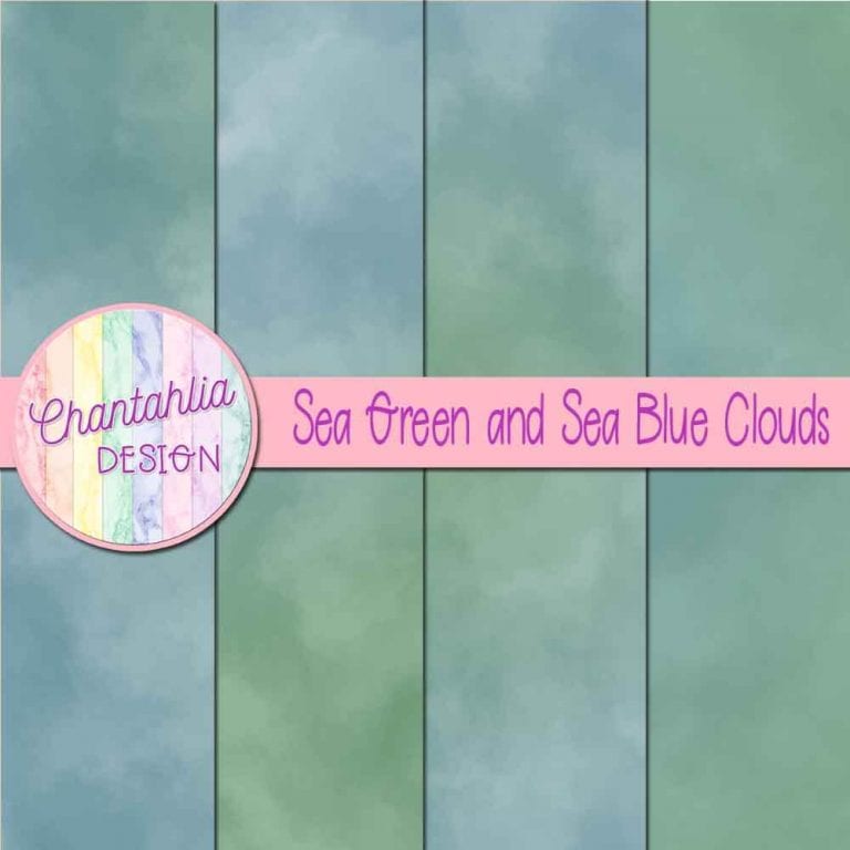 Free Sea Green and Free Sea Blue Digital Papers with Clouds Designs