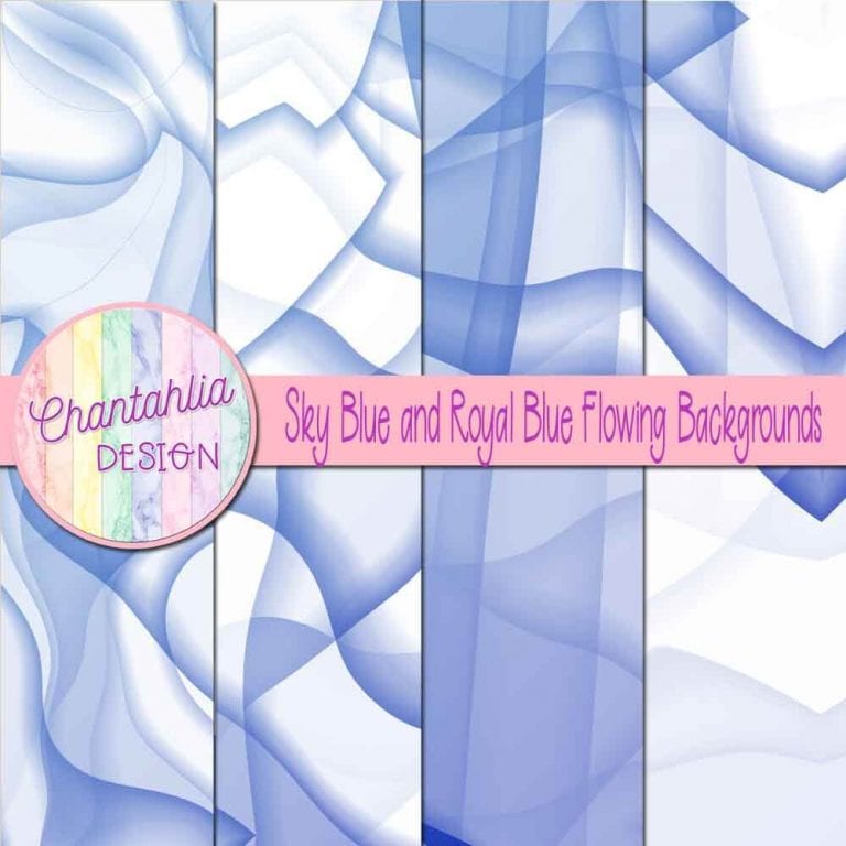 Free Sky Blue and Royal Blue Digital Paper Backgrounds with Flowing Designs