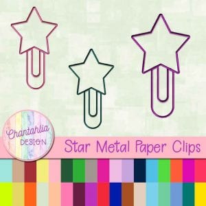 Free Star Metal Paper Clips Design Elements in a Glass Style