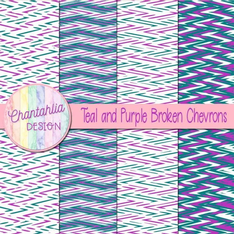 Free Teal and Purple Digital Papers with Broken Chevrons Designs