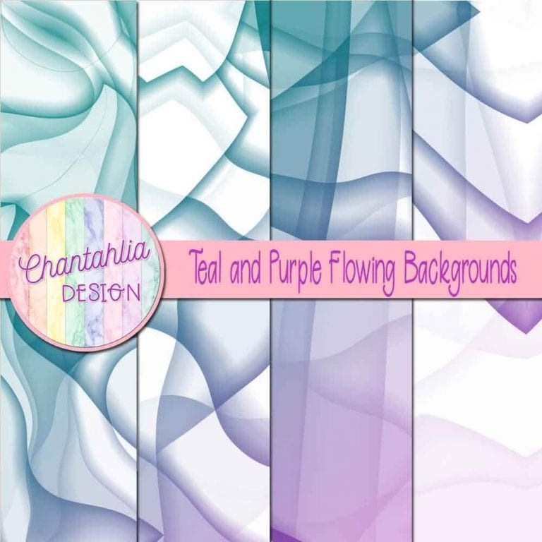 Free Teal and Purple Digital Paper Backgrounds with Flowing Designs