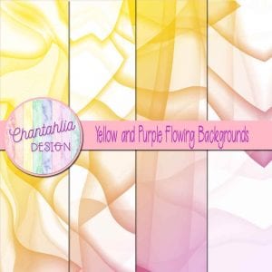 Free Yellow and Purple Digital Paper Backgrounds with Flowing Designs