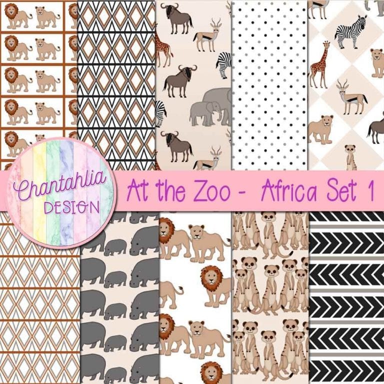 Free At the Zoo - Africa Digital Papers for Digital Scrapbooking
