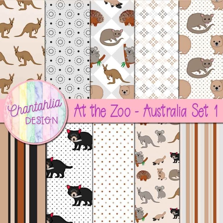 Free At the Zoo - Australia Digital Papers for Digital Scrapbooking