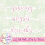 Free Dusty Pink Months of the Year Stickers Design Elements