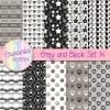 Free Grey and Black Digital Papers with Patterned Designs