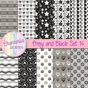 Free Grey and Black Digital Papers with Patterned Designs
