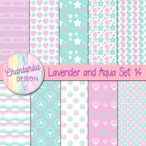 Free Lavender and Aqua Digital Papers with Patterned Designs