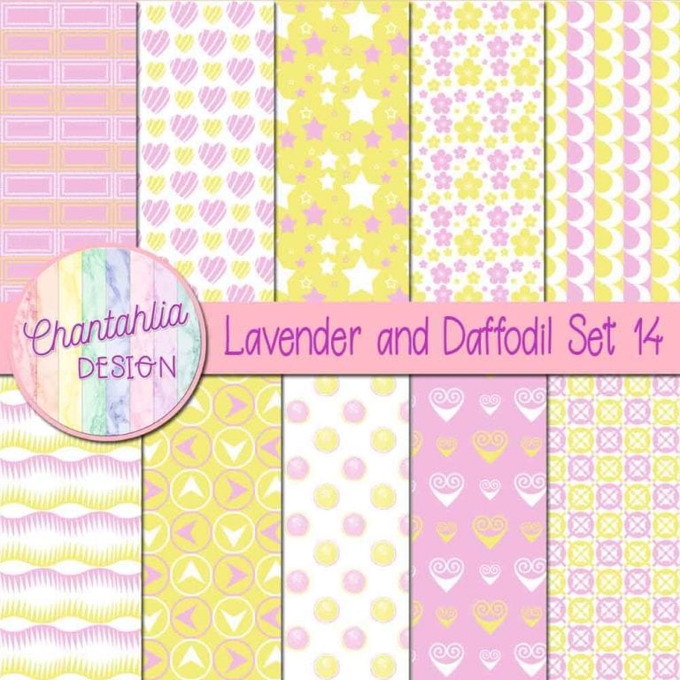 Free Lavender and Daffodil Digital Papers with Patterned Designs