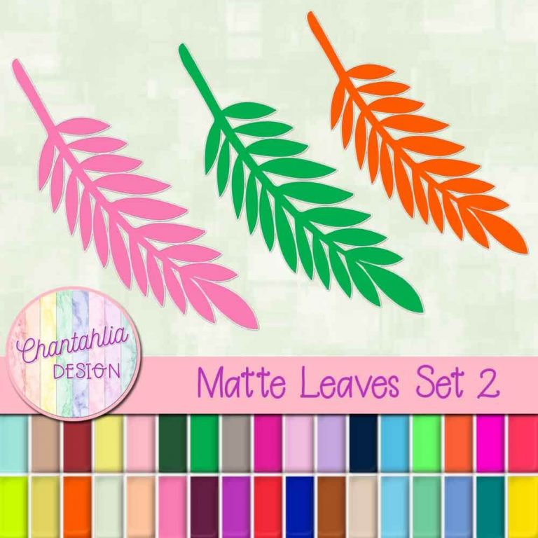 Free Leaves Design Elements in a Matte Style for Digital Scrapbooking