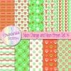 Free Neon Orange and Free Neon Green Digital Papers with Patterned Designs