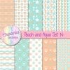 Free Peach and Aqua Digital Papers with Patterned Designs