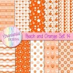 Free Peach and Orange Digital Papers with Patterned Designs