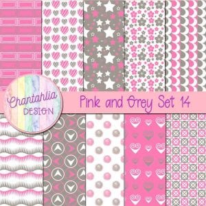 Free Pink and Grey Digital Papers with Patterned Designs