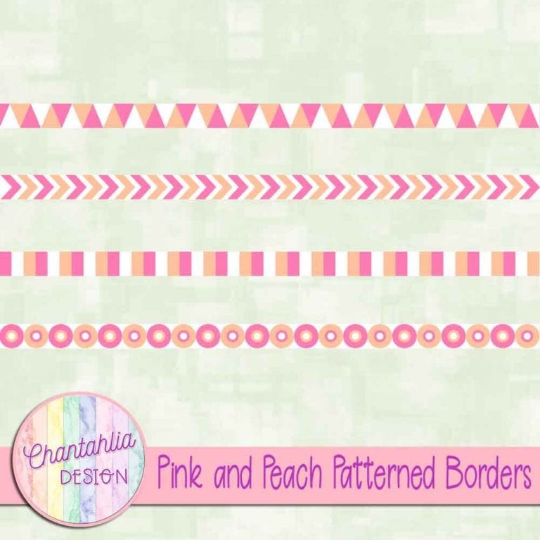 Free Pink and Peach Patterned Borders for Digital Scrapbooking