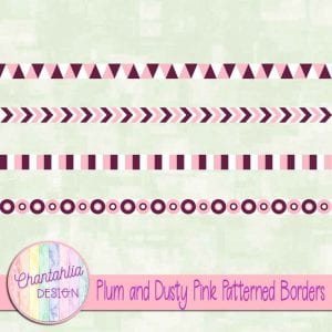 Free Plum and Dusty Pink Patterned Borders for Digital Scrapbooking