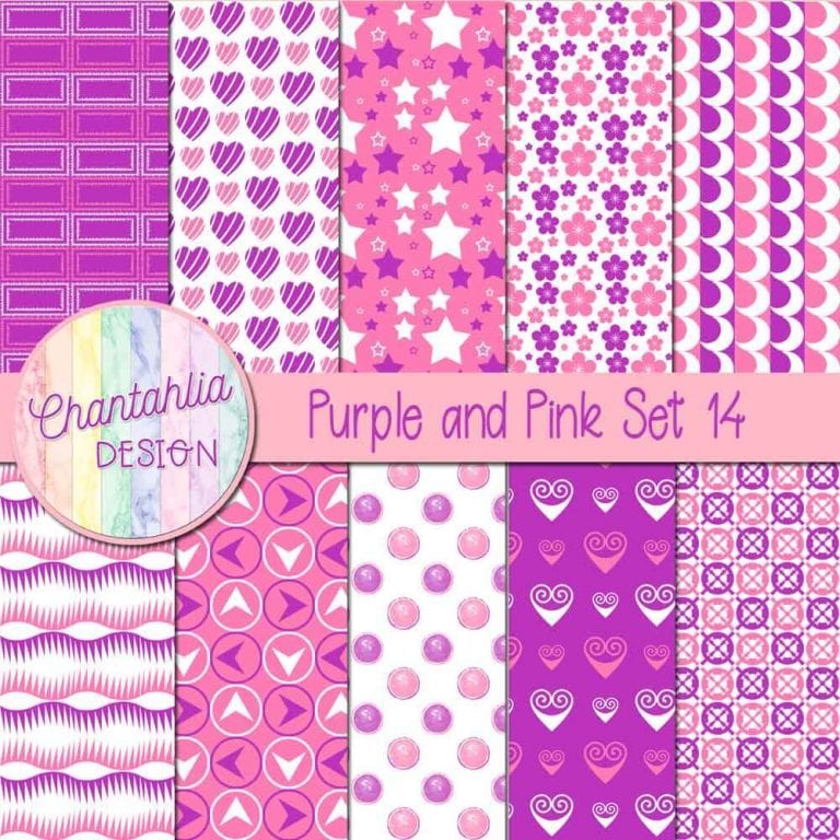 Free Purple and Pink Digital Papers with Patterned Designs