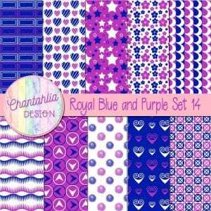 Free Royal Blue and Purple Digital Papers with Patterned Designs
