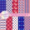 Free Royal Blue and Red Digital Papers with Patterned Designs