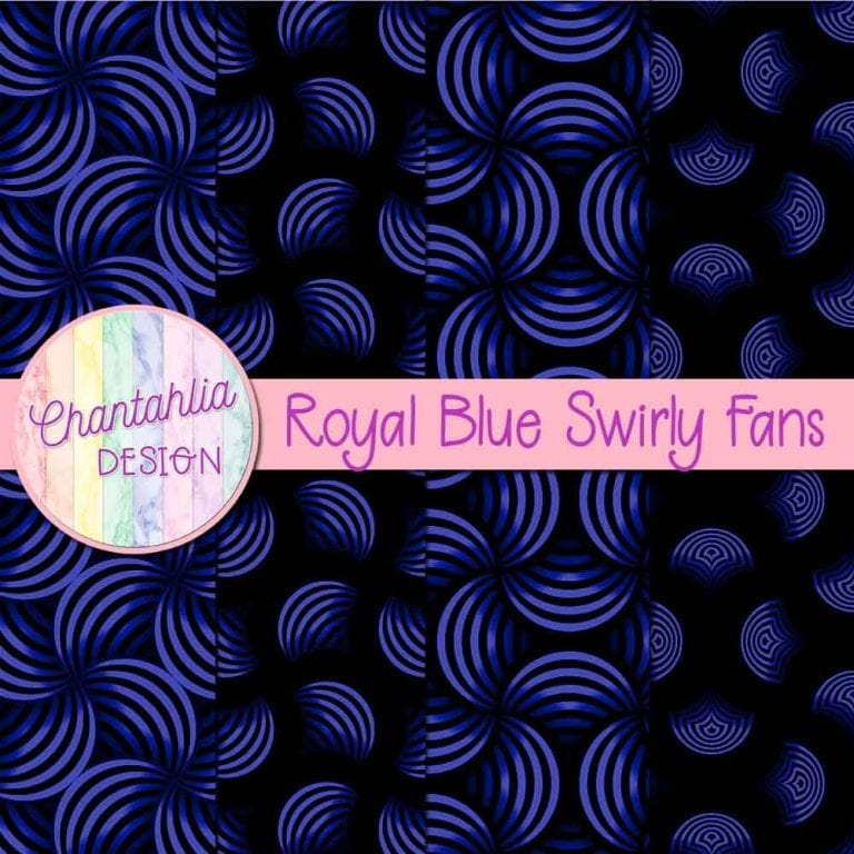 Free Digital Papers featuring Royal Blue Swirly Fans Designs