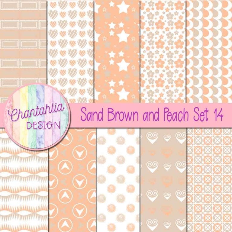 Free Sand Brown and Peach Digital Papers with Patterned Designs