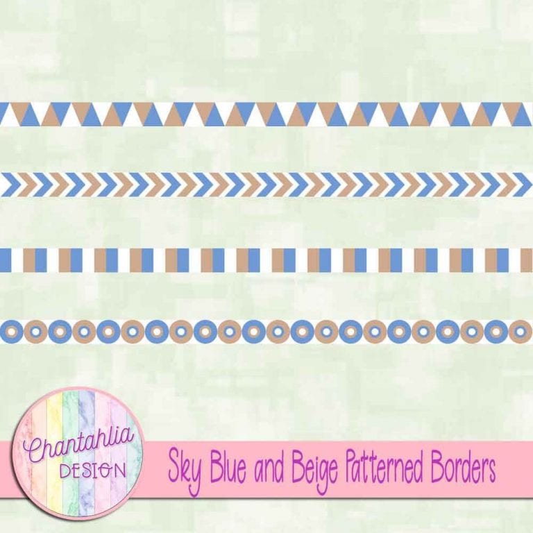 Free Sky Blue and Beige Patterned Borders for Digital Scrapbooking