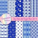 Free Sky Blue and Royal Blue Digital Papers with Patterned Designs