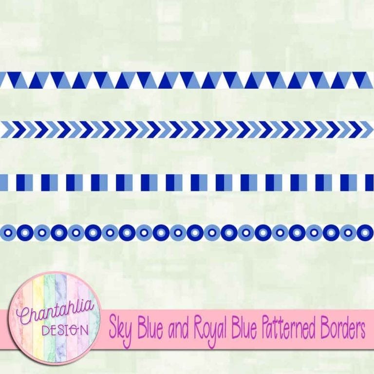 Free Sky Blue and Royal Blue Patterned Borders for Digital Scrapbooking