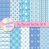 Free Sky Blue and Sea Blue Digital Papers with Patterned Designs
