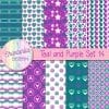Free Teal and Purple Digital Papers with Patterned Designs